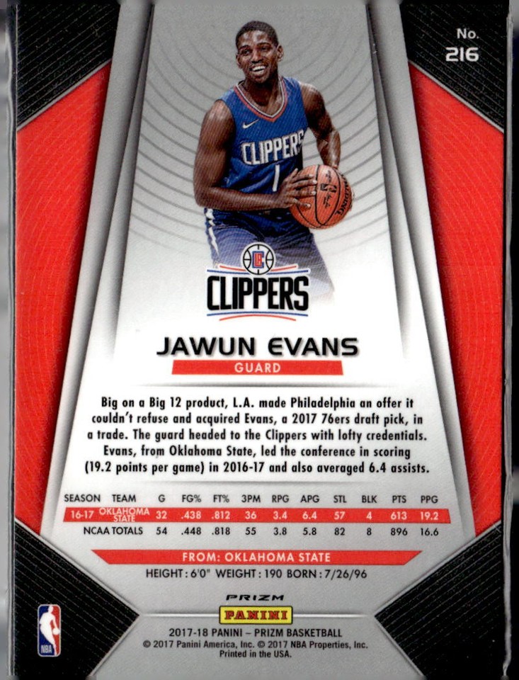 2017-18 Panini Prizm #216 Jawun Evans Prizms Silver | eBay