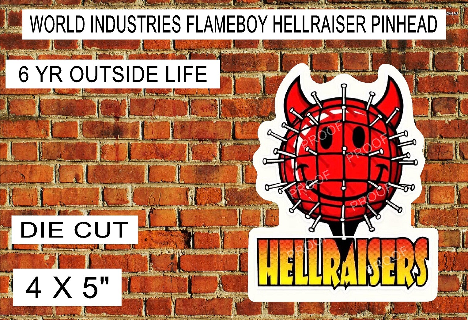 WORLD INDUSTRIES FLAMEBOY HELLRAISER PINHEAD LAMINATED DECAL 80'S ...