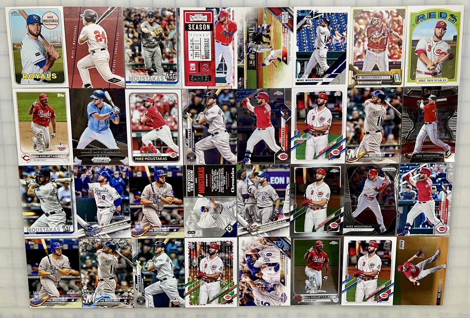 MIKE MOUSTAKAS - Huge 32 card lot! MINORS! Topps-Chrome+ Royals ...