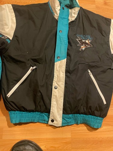 Vintage San Jose Sharks Jacket LARGE Official 1990s NHL Campbell ...