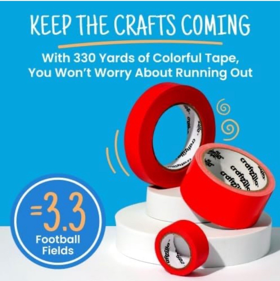 Colored Masking Tape - 6 Color Masking Tape Rolls - 990 Feet x 1 Inch ...