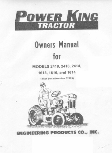 Tractor Operator Manual Power King 1614 1616, 1618, 2414, 2416, 2418 ...