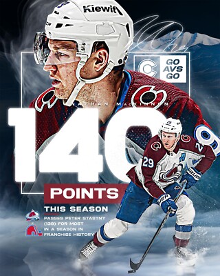 Nathan MacKinnon Most Points/Season in Franchise History Avalanche 8x10 ...