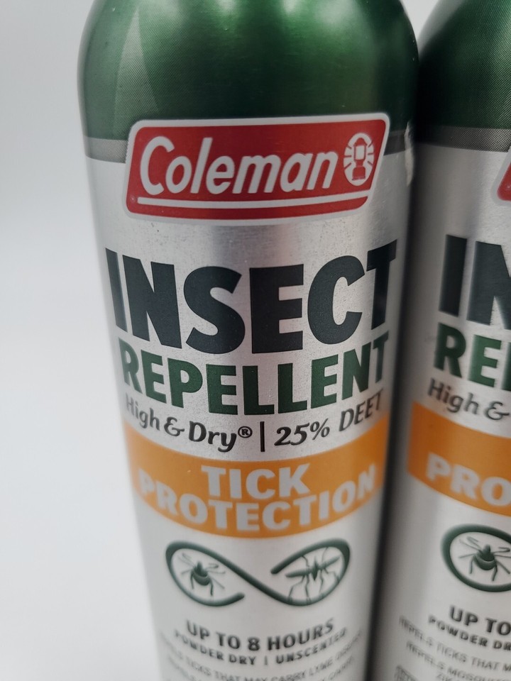 2 Pack Coleman High & Dry 25% DEET 4oz Spray Insect Repellent w Tick ...