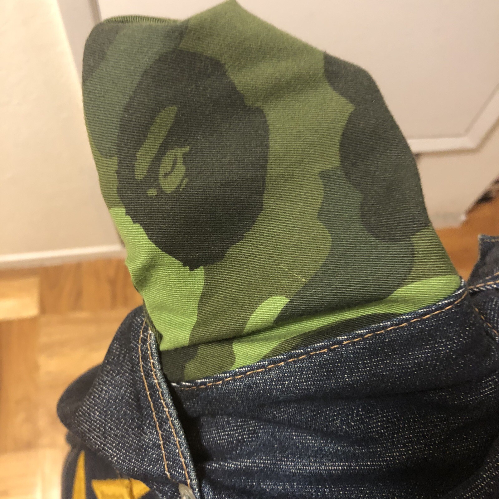 Bape Bapesta Star Yellow Logo Indigo Denim Size L a b… - Gem