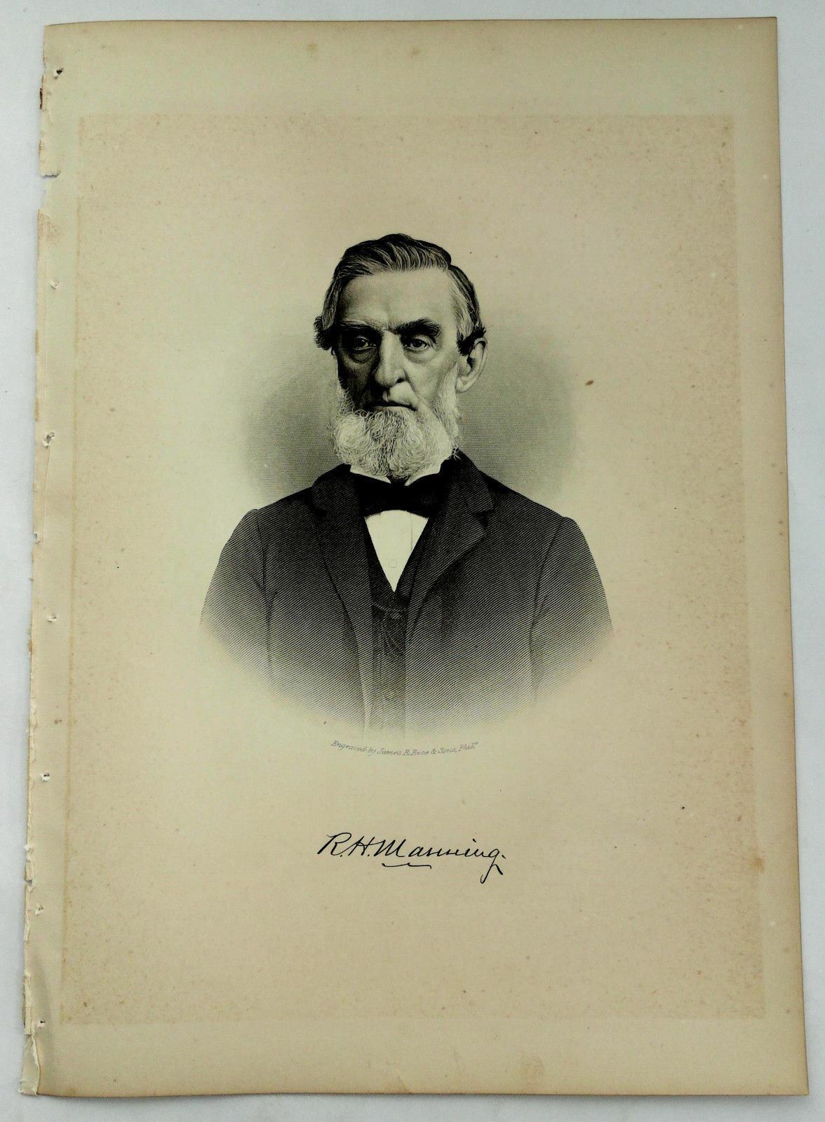 1888 Engraving RICHARD HENRY MANNING Essex County Ipswich Ma. Genealogy ...