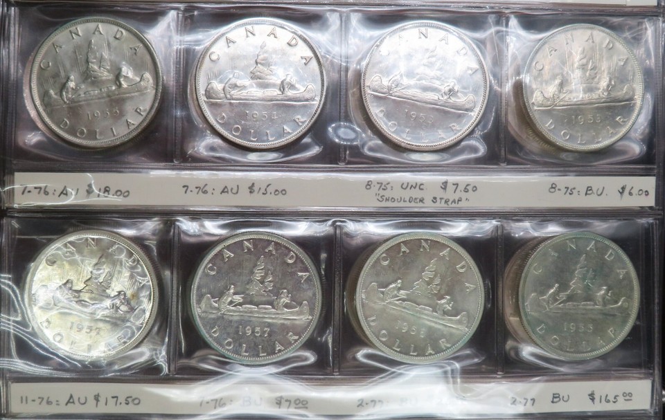 Canadian Silver Dollar Set 44 Coins 1935 - 1976 Rare Date Semi Key ...