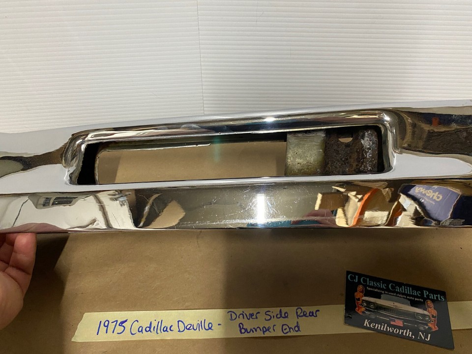 OEM 75 Cadillac Deville LEFT DRIVER SIDE BACK REAR CHROME BUMPER END | eBay
