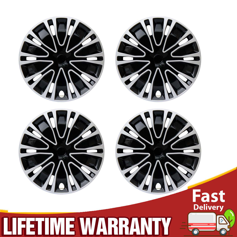 4X 15 Inch Black Wheel Covers Snap On Full Hub Caps Fit For R15 Tire ...