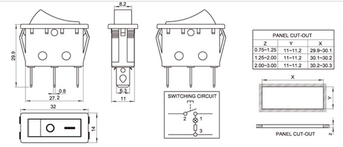 LECI RS606B-101N011CRB 3Pins 2Positions 16(4)A 125/250VAC T85/125 Rocker Switch | eBay