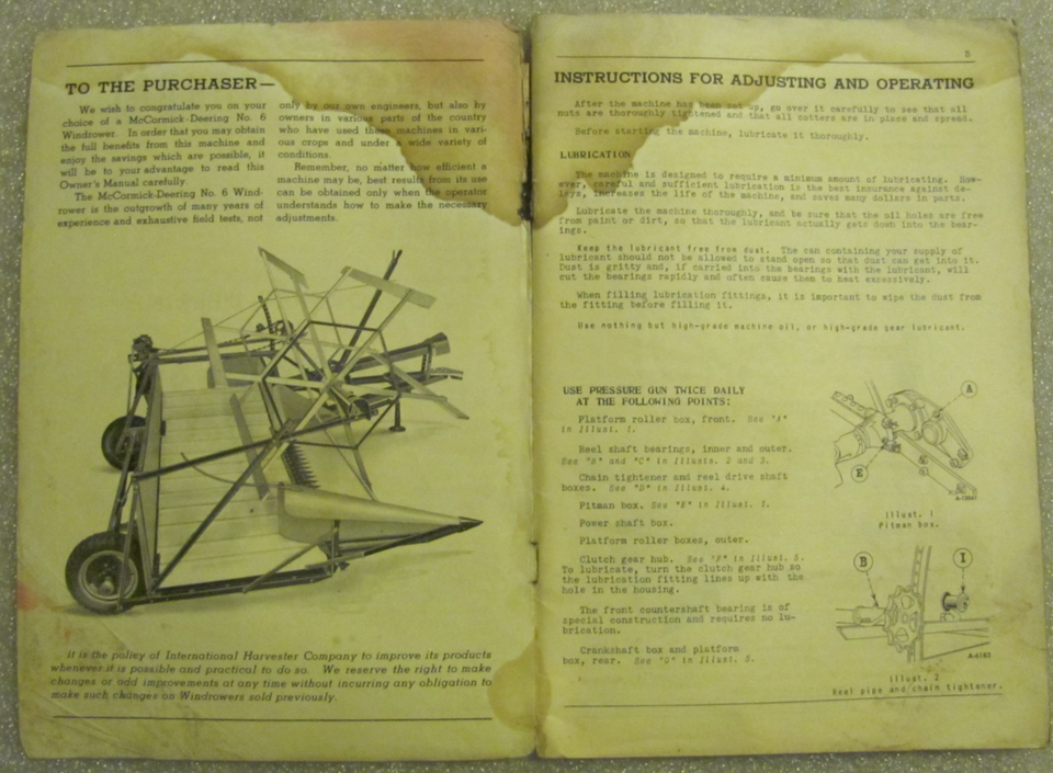 IH International Harvester McCormick-Deering No. 6 Windrower Owners ...