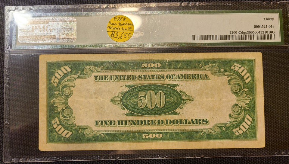 1928 $500 Federal Reserve Philadelphia PMG VF 30. Low serial # | eBay