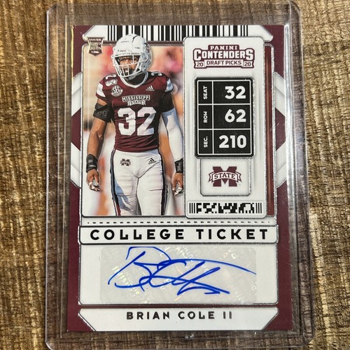 Brian Cole Contenders Draft Picks 2020 RC Rookie Autograph Auto | eBay