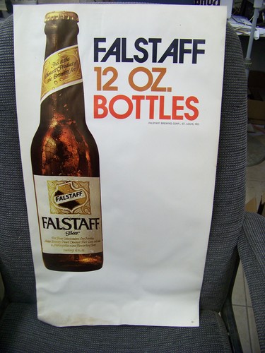 Vintage Falstaff Beer Poster - Banner "12 oz Bottles" 2 sided ...