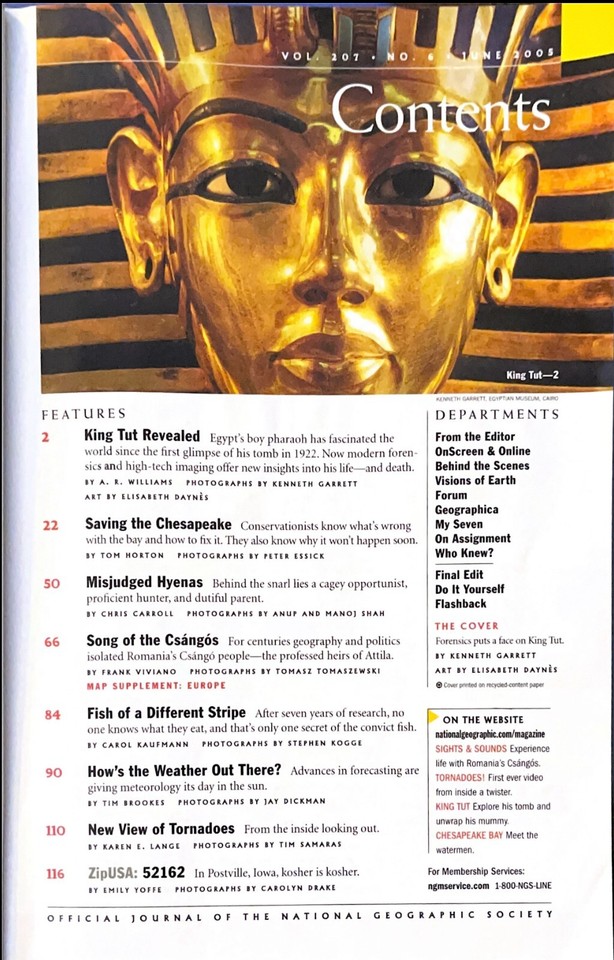 National Geographic Magazine - June 2005 The New Face of King Tut His ...