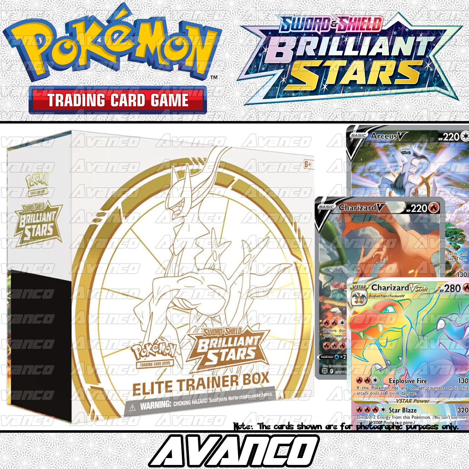 Pokemon TCG Brilliant Stars Elite Trainer Box ETB Charizard Arceus ...