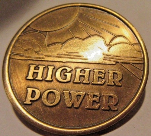 Alcoholics Anonymous AA NA Bronze Medallion HIGHER POWER Chip Token ...
