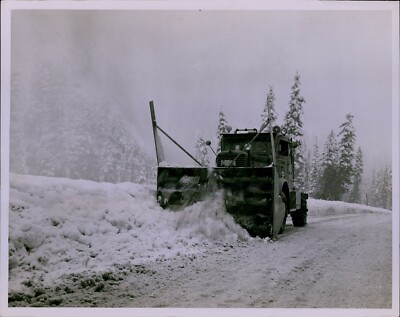 LG829 1950 Original Photo SNOW PLOW CLEARING ROAD Winter Storm ...