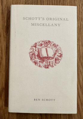 Schott's Original Miscellany - 1582343497, Ben Schott, HC/DJ - Mint 9781582343495| eBay