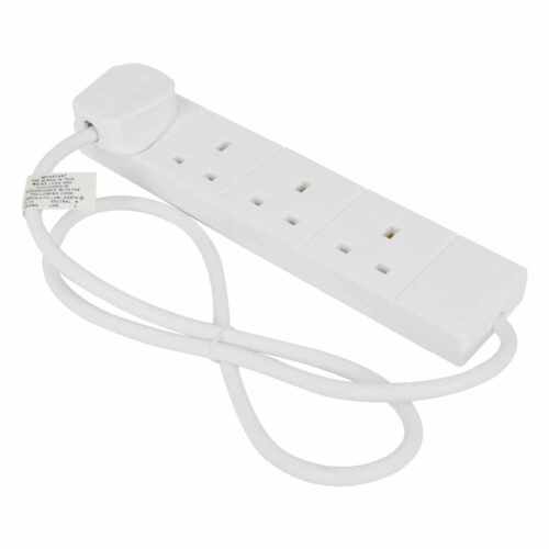 4 WAY EXTENSION LEADS SOCKETS 2,4 METRE CABLE SURGE PROTECTED SWITCHED ...