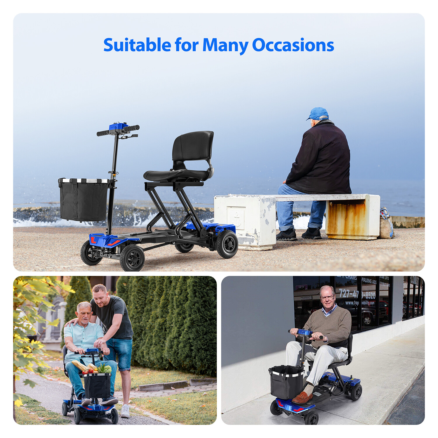 4 Wheel Folding Mobility Scooter Power Wheel Chairs Electric Device ...