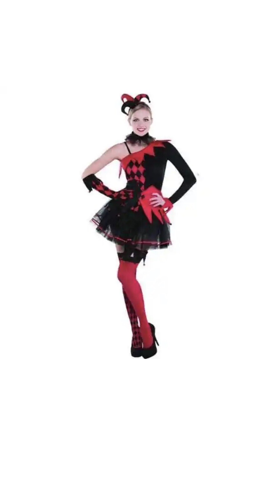 Harley Quinn Clown Jester Ladies Deluxe Halloween Cos… - Gem