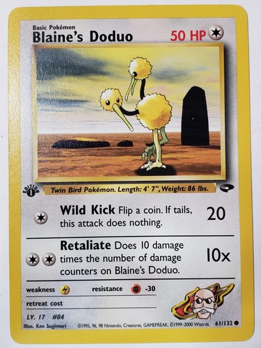 Blaine's Doduo 61/132 - NM - 1ST EDITION - Gym Challenge Pokemon Card ...