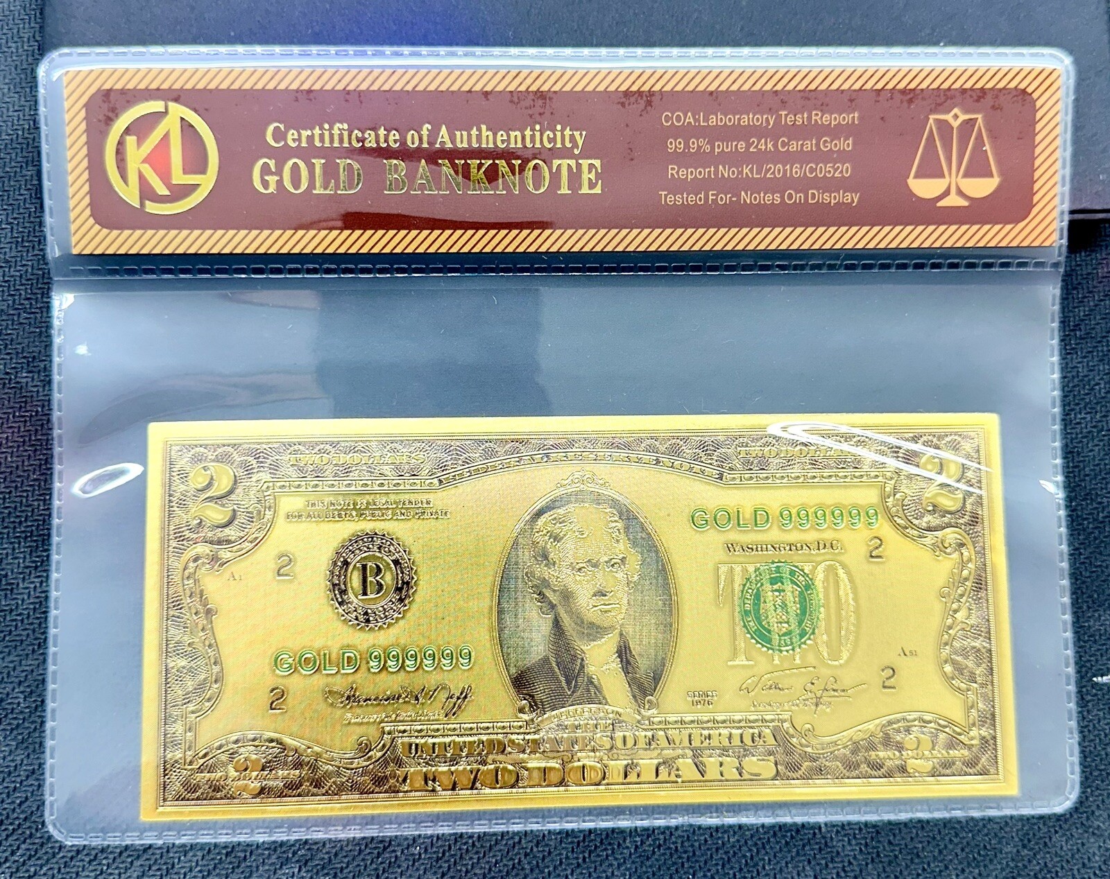 1 Gram 24k Gold Leaf $2 Bill Foil Bar Note W/ COA | eBay