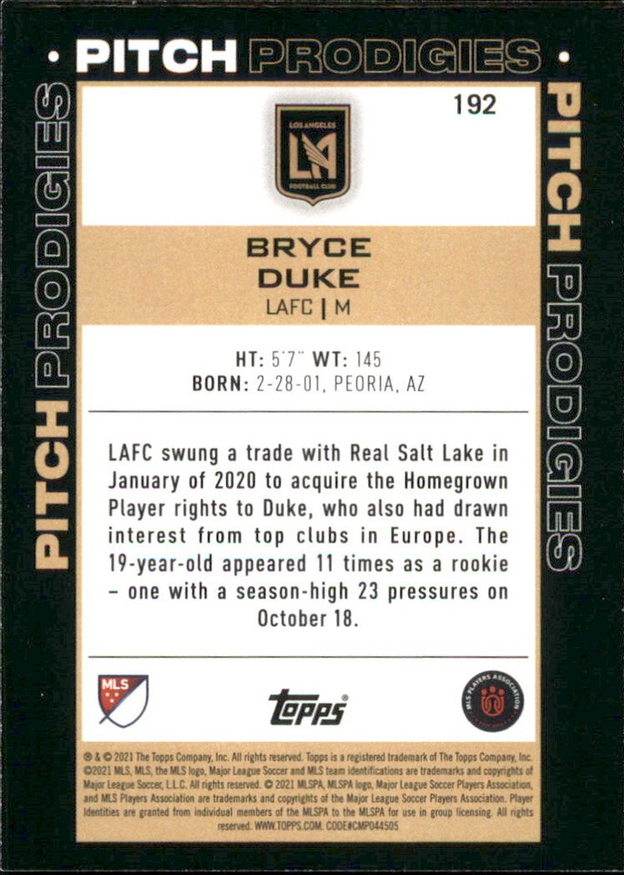 2021 Topps MLS #192 Bryce Duke | eBay