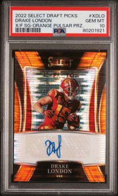 DRAKE LONDON 2022 SELECT DRAFT PICKS X-FACTOR ORANGE PULSAR AUTO RC 29/ ...