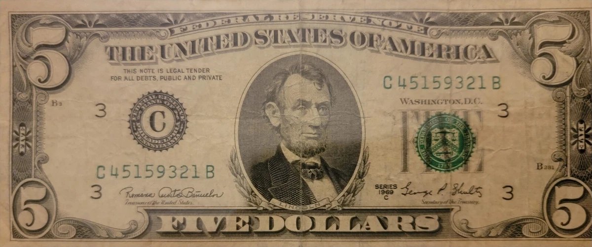 5 Dollar Bill Front