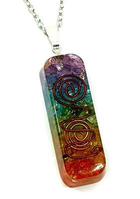 Orgone 7 Chakra Necklace Crystal Pendant EMF Protection Copper Coils ...