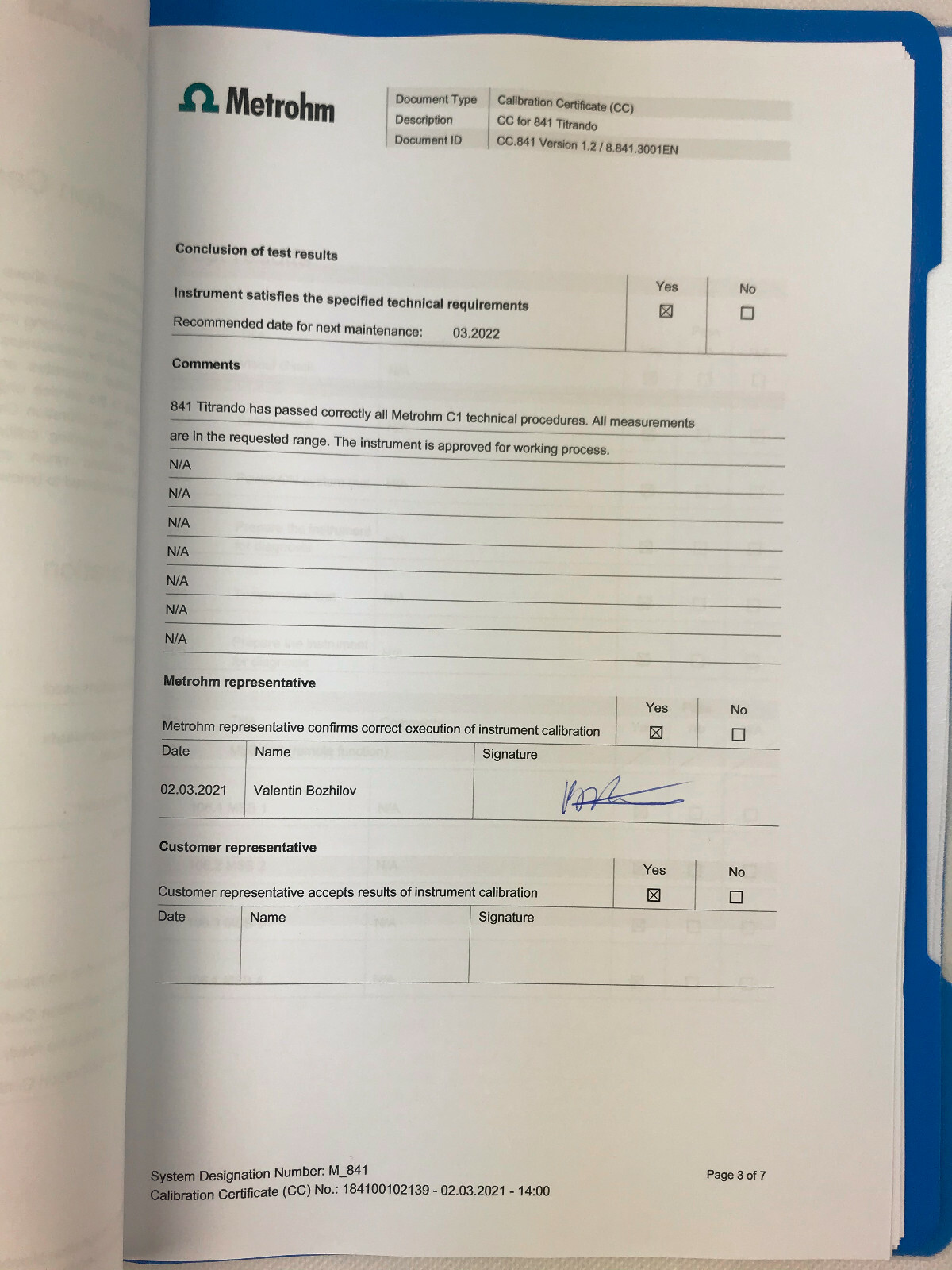 Metrohm 841 Titrando + 803 Ti Stand + 800 Dosino Touch Control with ...