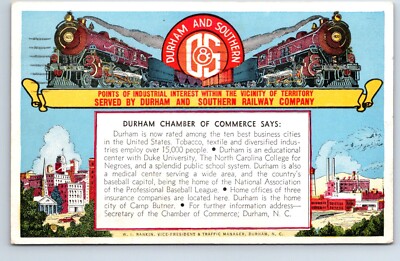 Postcard North Carolina Durham and Southern Railway Company Electric | eBay