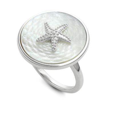 UVP 129€ DUR Schmuck Ring SEESTERN/PERLMUTT Silber 925/- rhodiniert ...