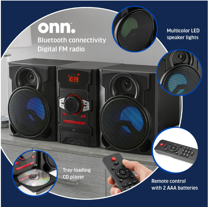 onn. 100W CD Stereo with USB & Bluetooth Connectivity | eBay