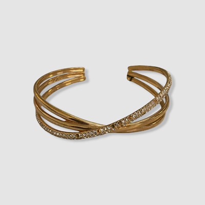 Nadri Women's 18k Rose Gold Plated Trinity Pave Crossover Cuff Bracelet ...