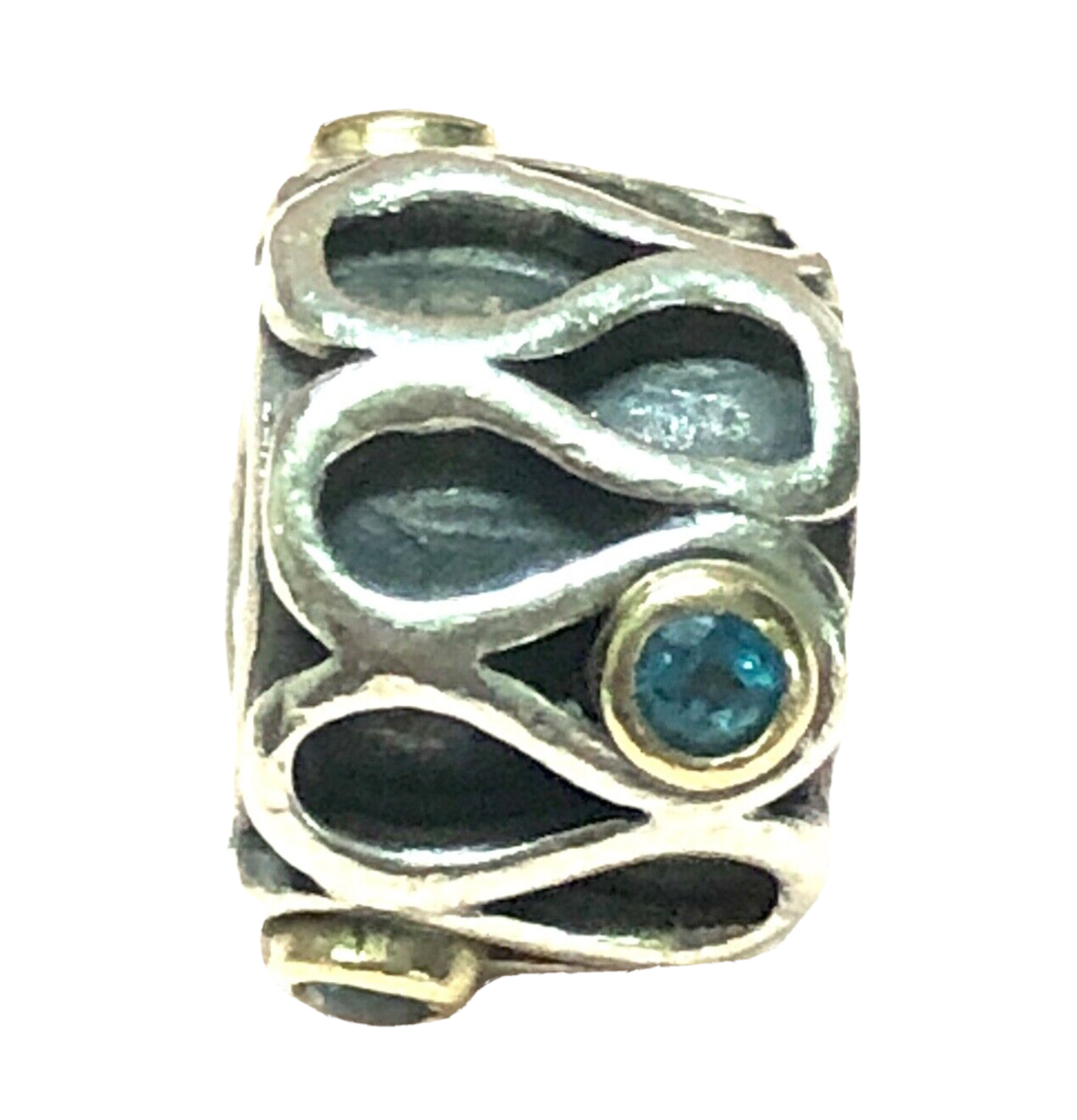 Authentic PANDORA 14K AND SS INFINITY BLUE TOPAZ CHARM 790366TPP RARE ...