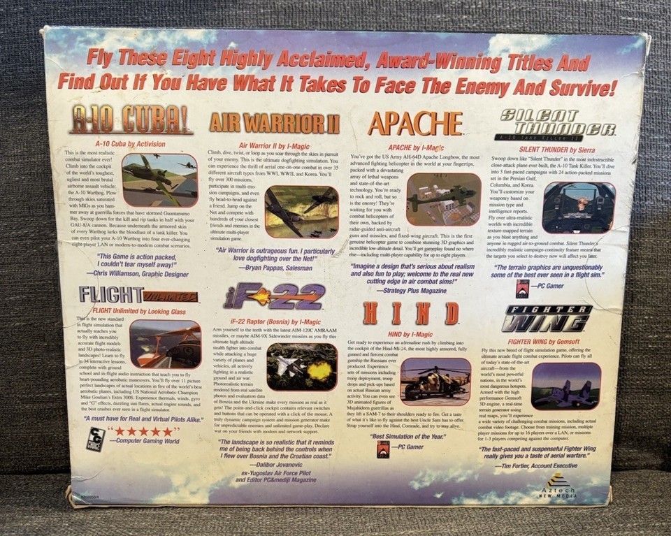 Air Combat PC Game Bundle 8 Flight Sims CD ROM Windows 95/98 Sealed NOS ...