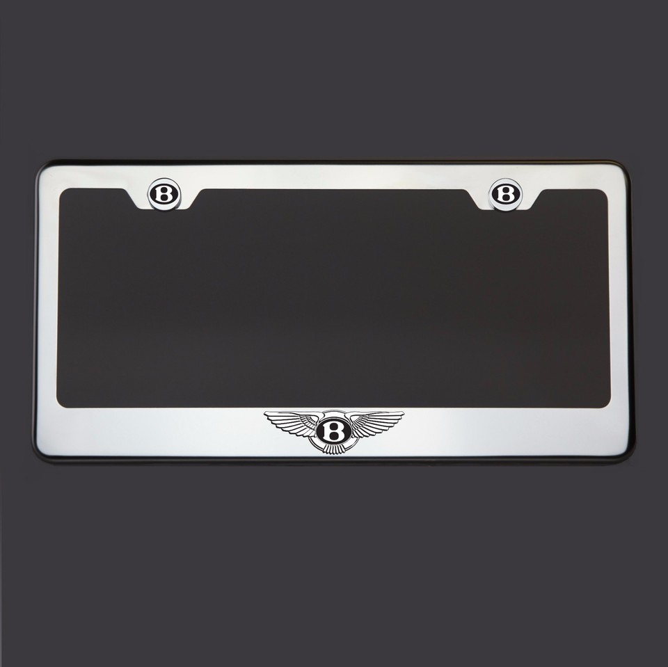 T304 Chrome Bentley Logo Black Letter Laser Etched Engraved License ...