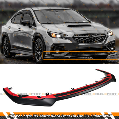For 22-26 Subaru WRX VB JDM V2 S Style Matte Black Front Bumper Lip ...