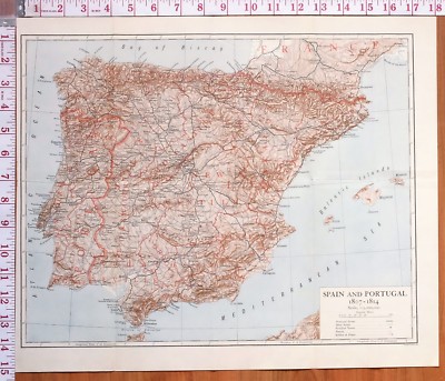 MAP/BATTLE PLAN SPAIN & PORTUGAL 1807-1814 MADRID NEW CASTILE SEVILLE ...