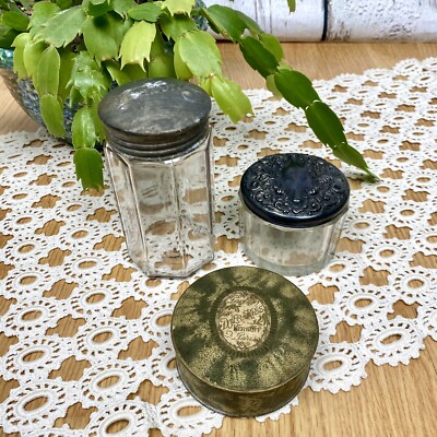 Antique Vintage Cosmetic Jar Powder Jar Lot Woodworth 1910s 1920s 1930s ...