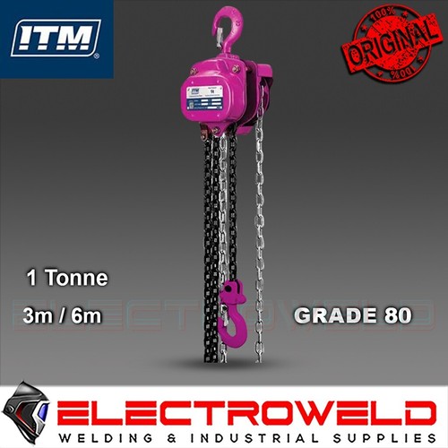 ITM 1 Ton 1000kg Chain Block & Tackle 3m 6m Lift 6mm Grade 80 Hoist ...