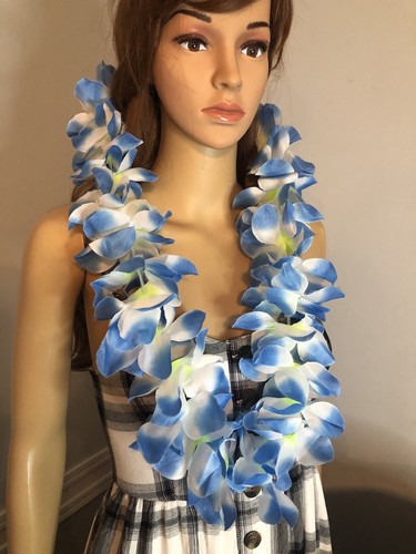12 Pcs Blue Floral Hawaiian Leis for Parties, Birthday, Graduation ...
