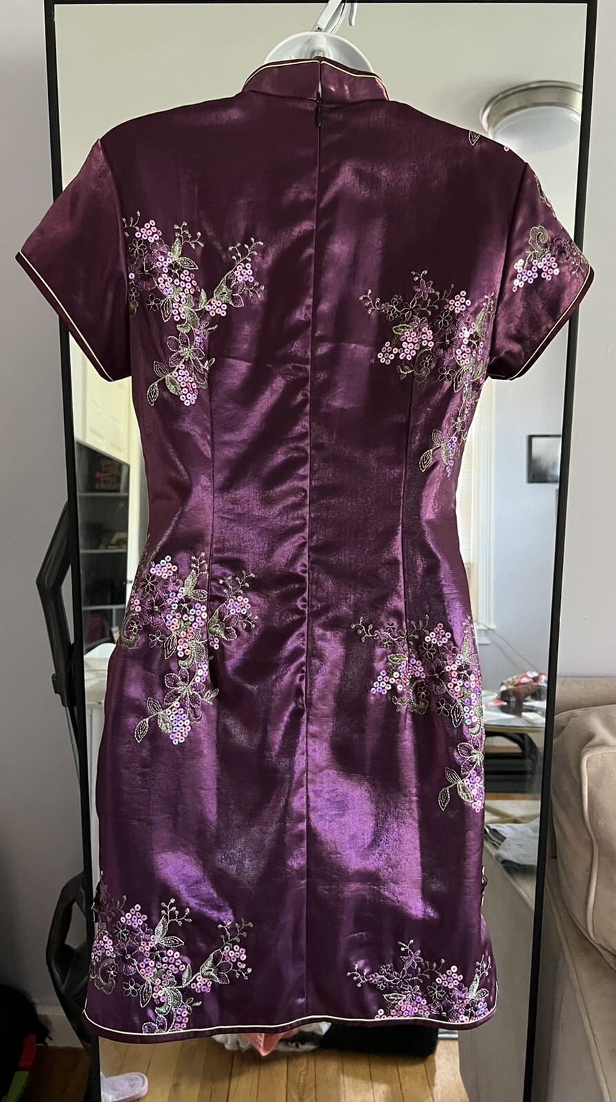 Chinese Qipao Cheongsam Purple Mini Dress Sz Small - Gem