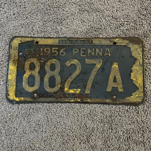 Antique Vintage 1956 56 PA Penna License plate 8827A | eBay
