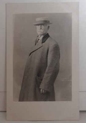 Antique RPPC distinguished older Man with hat, white moustache hair ...