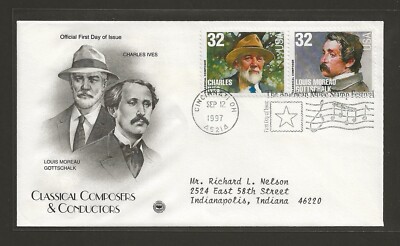 1997 US 32c Classical Composers & Conductors FDC Ives & Gottschalk ...