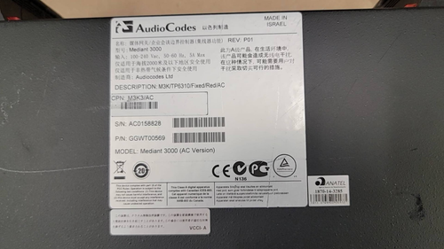 AudioCodes Mediant 3000 VoIP Gateway MEDIANT3K/IPMEDIA3K-HW w/ Boards ...